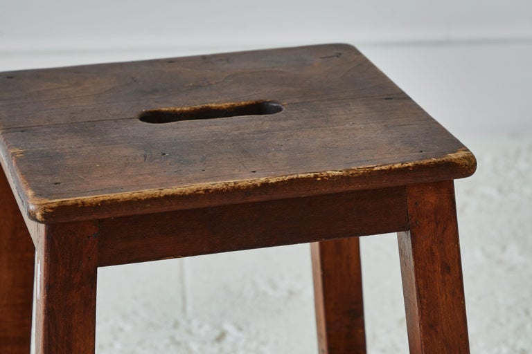 Square Wooden Stools with Center Handles at 1stDibs | square wood stool ...