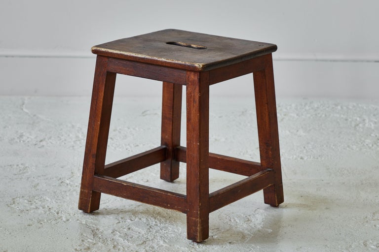 Square Wooden Stools with Center Handles at 1stDibs | square wood stool ...