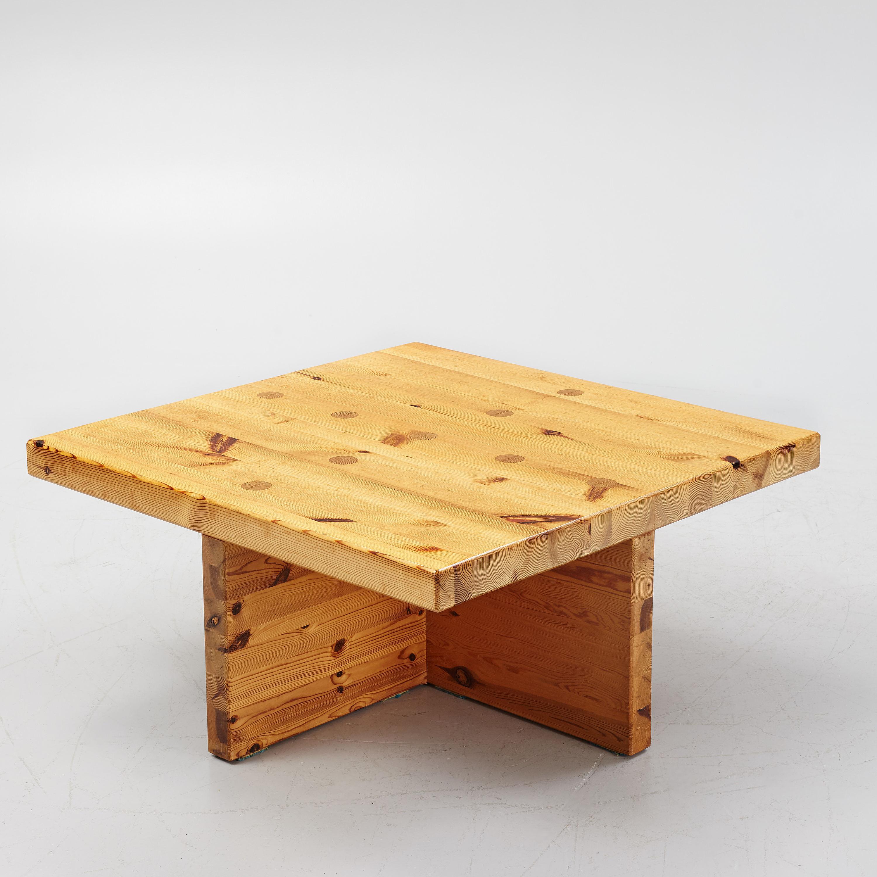 Squared Coffee Sofa Table in Solid Pine by Sven Larsson Produced in Sweden 1970s For Sale at 1stDibs