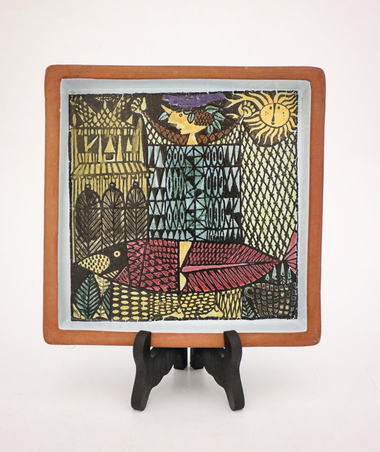 Squared Dish Faience, Stig Lindberg, Gustavsbergs Studio, Karneval ...