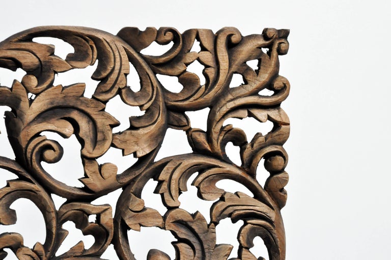Squared Hand-Carved Flower Carving at 1stDibs