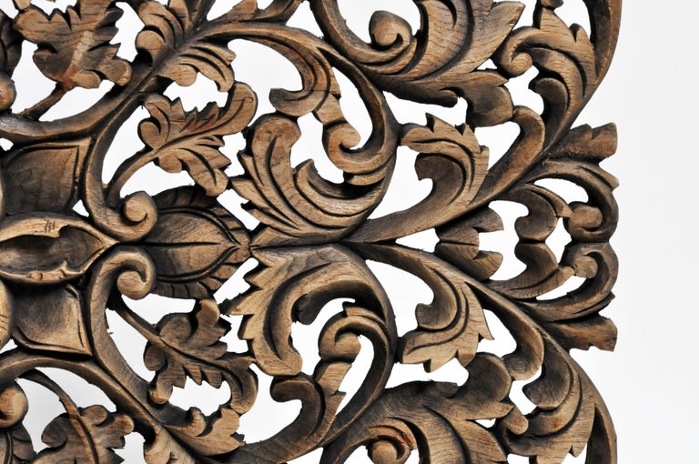 Squared Hand-Carved Flower Carving at 1stDibs