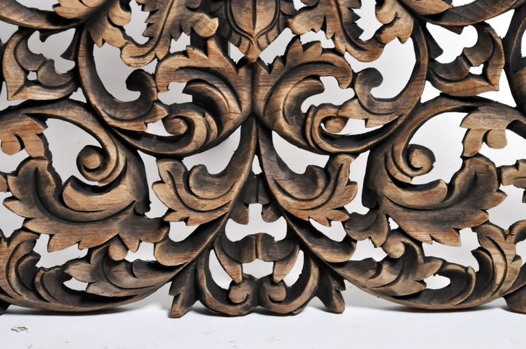 Squared Hand-Carved Flower Carving at 1stDibs