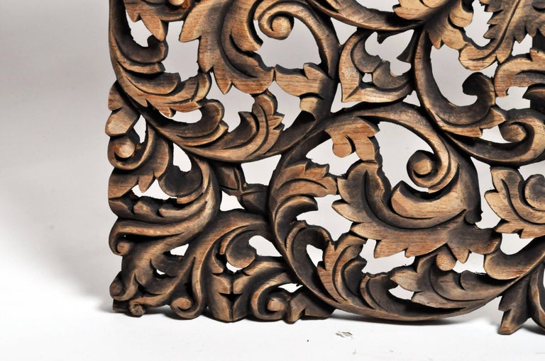 Squared Hand-Carved Flower Carving at 1stDibs