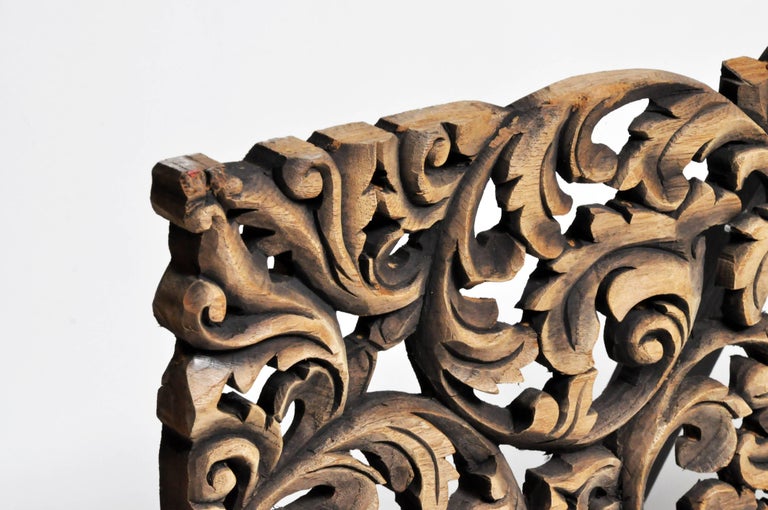 Squared Hand-Carved Flower Carving at 1stDibs