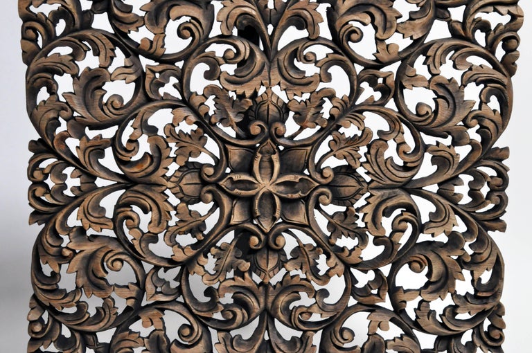 Squared Hand-Carved Flower Carving at 1stDibs