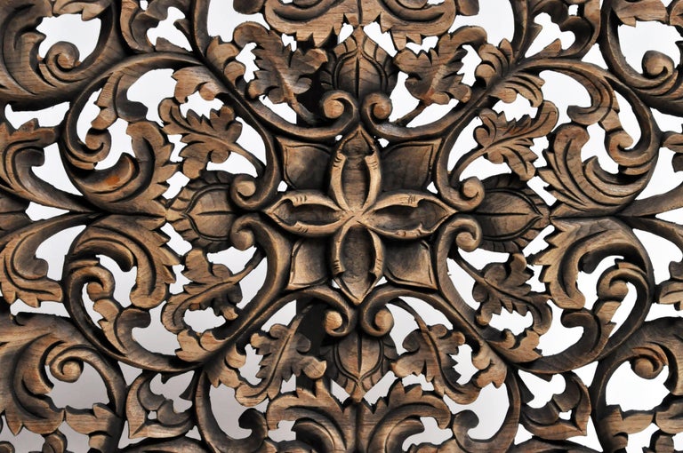 Squared Hand-Carved Flower Carving at 1stDibs