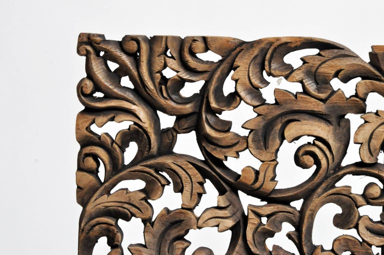 Squared Hand-Carved Flower Carving at 1stDibs