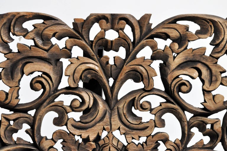 Squared Hand-Carved Flower Carving at 1stDibs