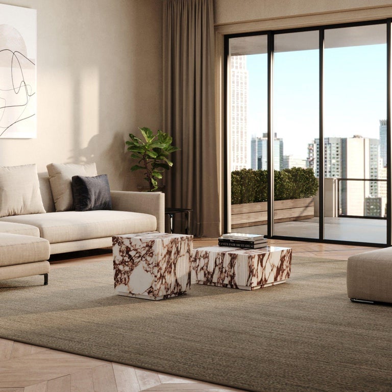 Squared Marble White Coffee Table For Sale at 1stDibs