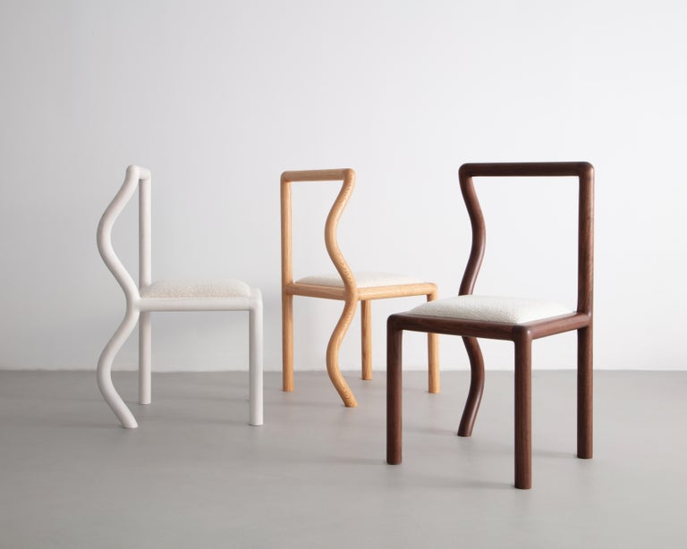 Squiggle Dining Chair Hand Sculpted Bleached Maple and Natural Bouclé ...