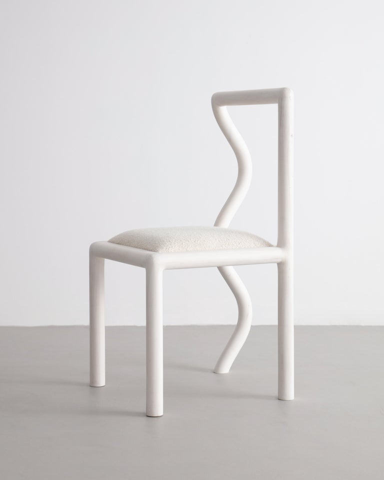 Squiggle Dining Chair Hand Sculpted Bleached Maple and Natural Bouclé ...