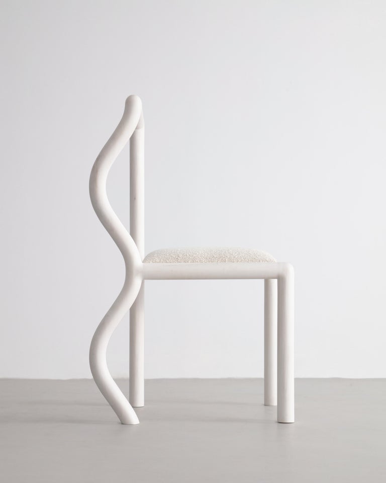 Squiggle Dining Chair Hand Sculpted Bleached Maple and Natural Bouclé ...