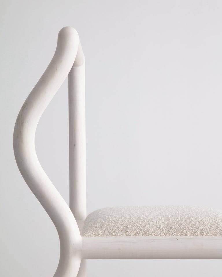 Squiggle Dining Chair Hand Sculpted Bleached Maple and Natural Bouclé ...