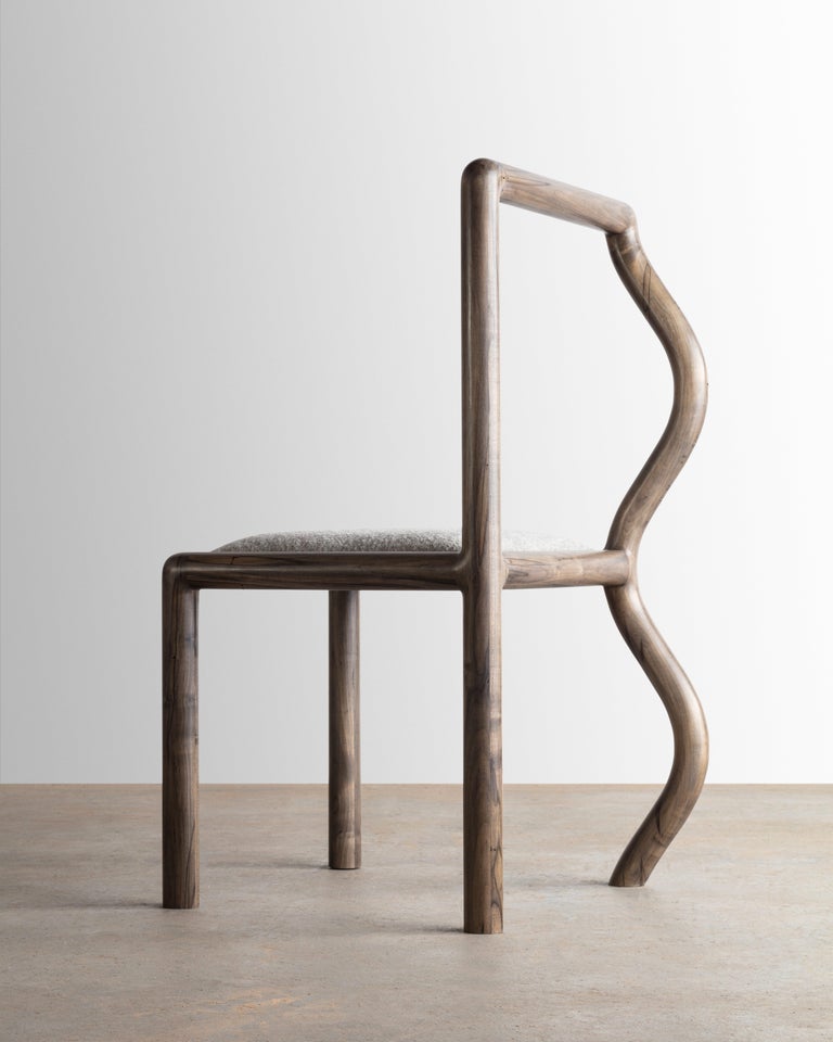 Squiggle Dining Chair Hand Sculpted Oxidized Maple and Natural Bouclé ...