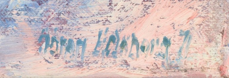 Søren Edsberg (b. 1945), Denmark. Oil on canvas. 1971. Farm at sunset ...