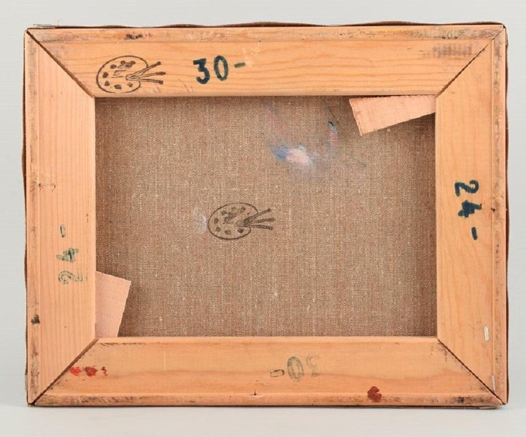 Søren Edsberg (b. 1945), Denmark. Oil on canvas. 1971. Farm at sunset ...