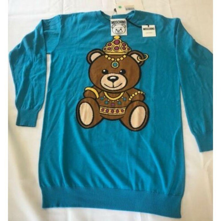 SS17 Moschino Couture Jeremy Scott Crowned Teddy Bear Jumper Light Blue ...
