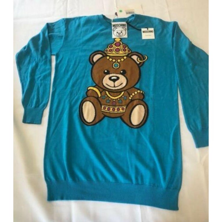SS17 Moschino Couture Jeremy Scott Crowned Teddy Bear Light Blue Mini ...