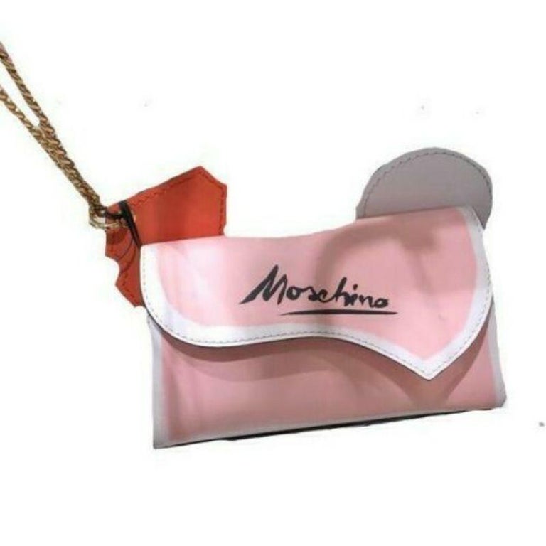 SS20 Moschino Couture Jeremy Scott Pink Leather Logo Hand Bag Picasso ...
