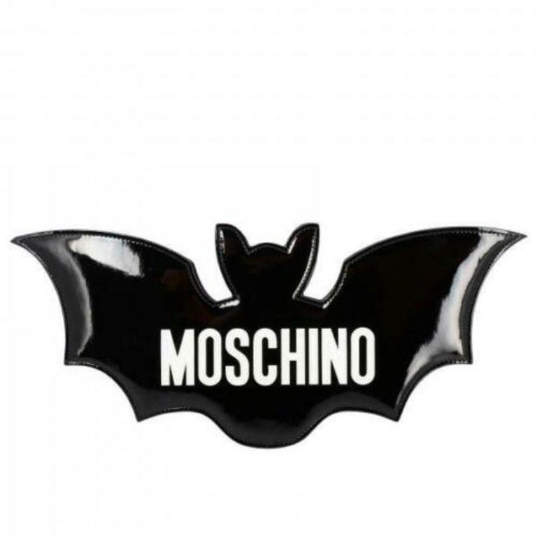 SS20 Moschino Couture Jeremy Scott Shiny Black Bat Bag Halloween Trick ...