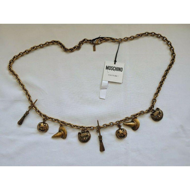 SS20 Moschino Couture Jeremy Scott Trick or Chic Halloween Gold Charm ...