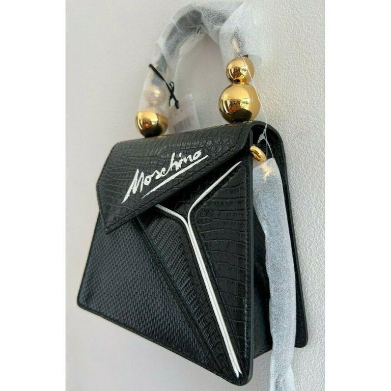SS20 Moschino Couture Picasso Black Leather Cubism Snakeskin Leather ...