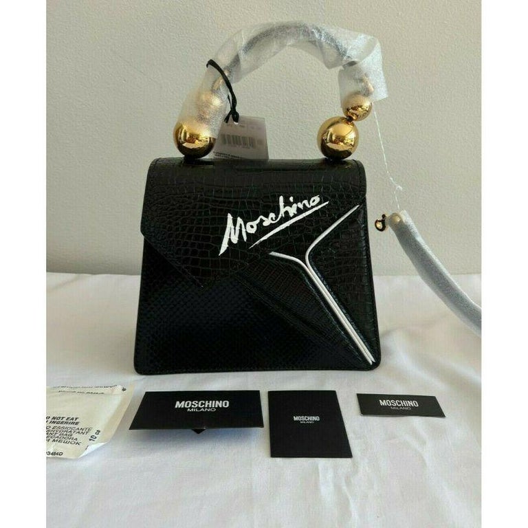 SS20 Moschino Couture Picasso Black Leather Cubism Snakeskin Leather ...