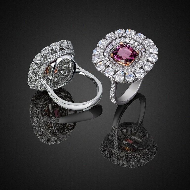 SSEF and GIA Certified Poudretteite and Diamond Ring For Sale at ...