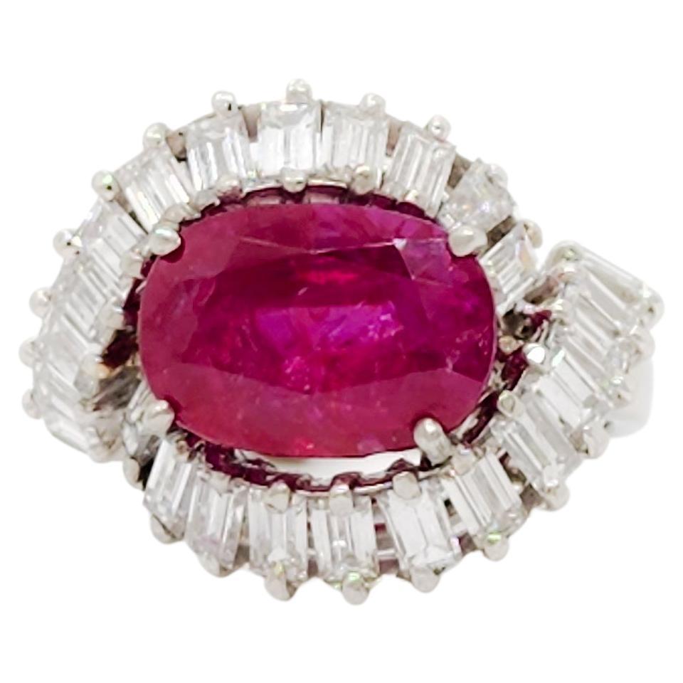 Edwardian Burmese Ruby Diamond Gold Platinum Ring For Sale at 1stDibs