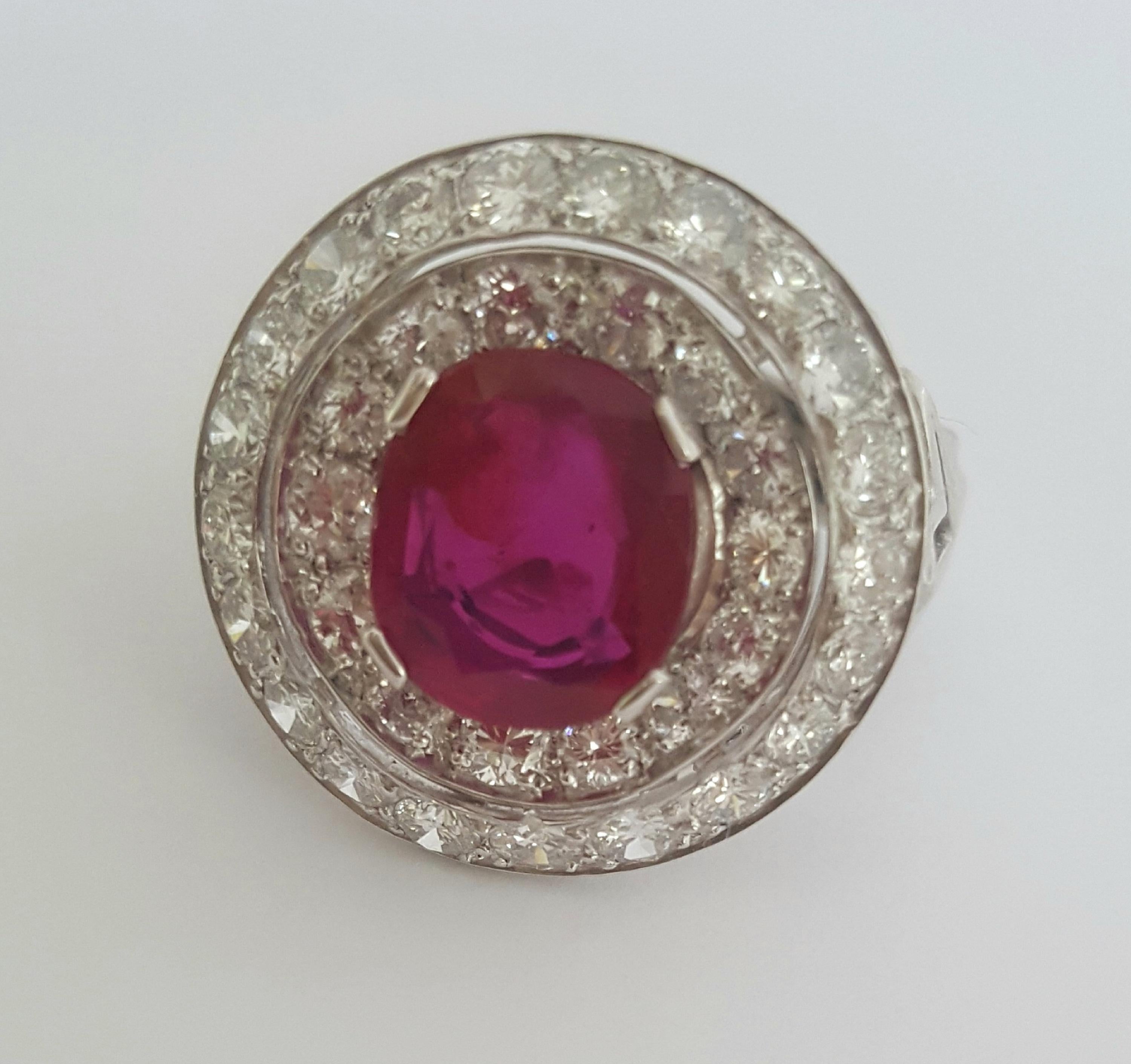 SSEF Certified 3.20 Carat Oval Purplish Red Ruby Burma No Heat And ...