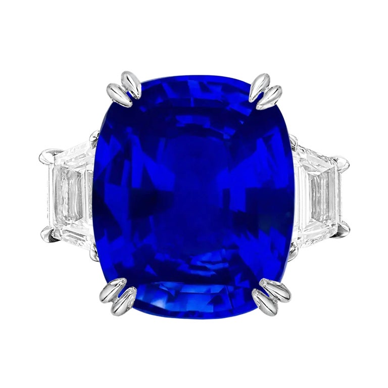 SSEF Switzerland 7 Carat Blue Sapphire UNHEATED Cushion Cut Diamond ...
