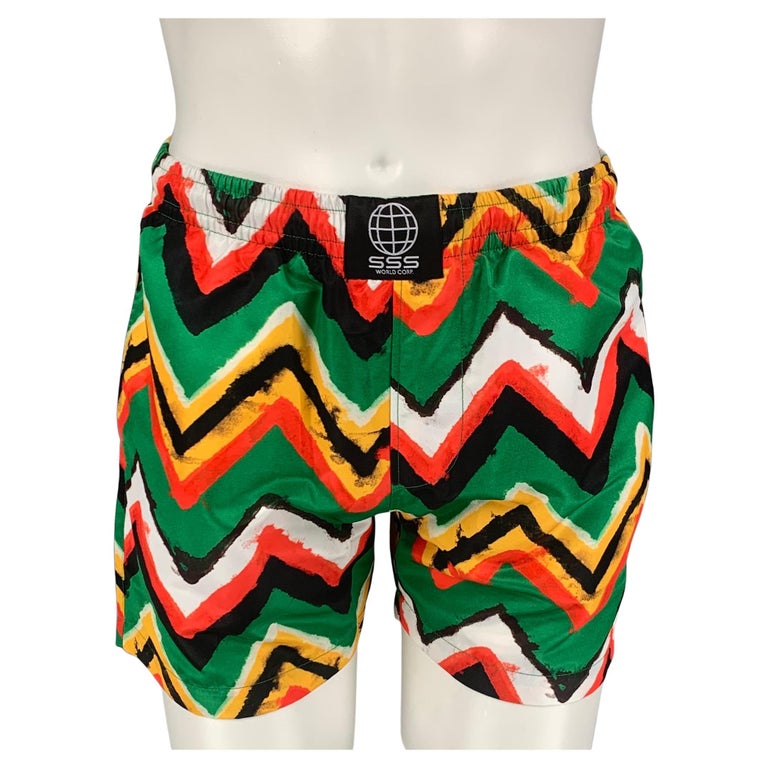 SSS WORLD CORP. Size XS Multi-Color Print Polyamide Drawstring Swim ...