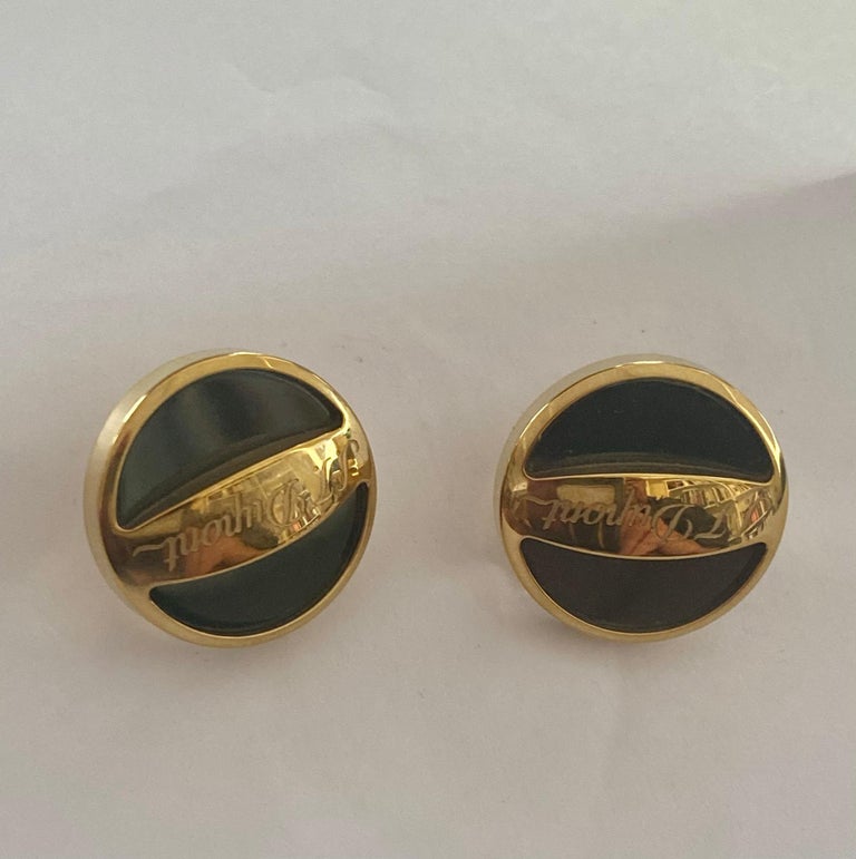 S.T. Dupont Cufflinks, Gold Plated, "Rond Finitions or plaque and Noir ...