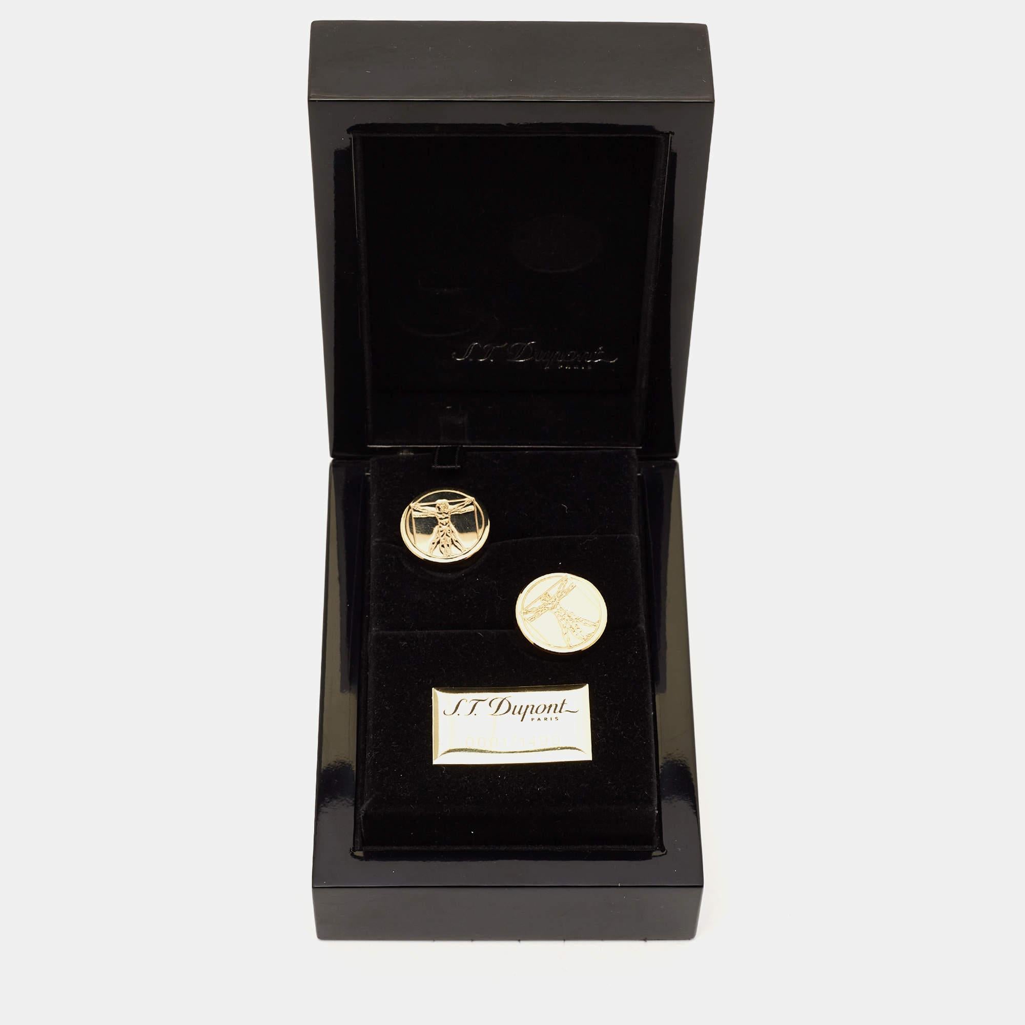 S.T. Dupont Da Vinci Limited Edition Gold Tone Cufflinks For Sale at ...