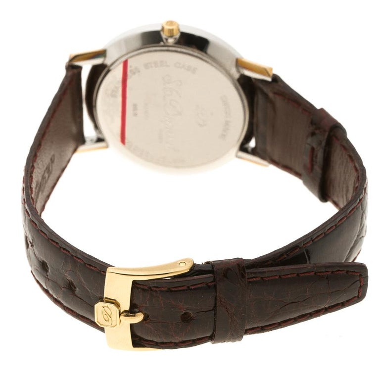 S.T. Dupont Gold Dial Gold Plated Stainless Steel Women's Watch 32 mm ...