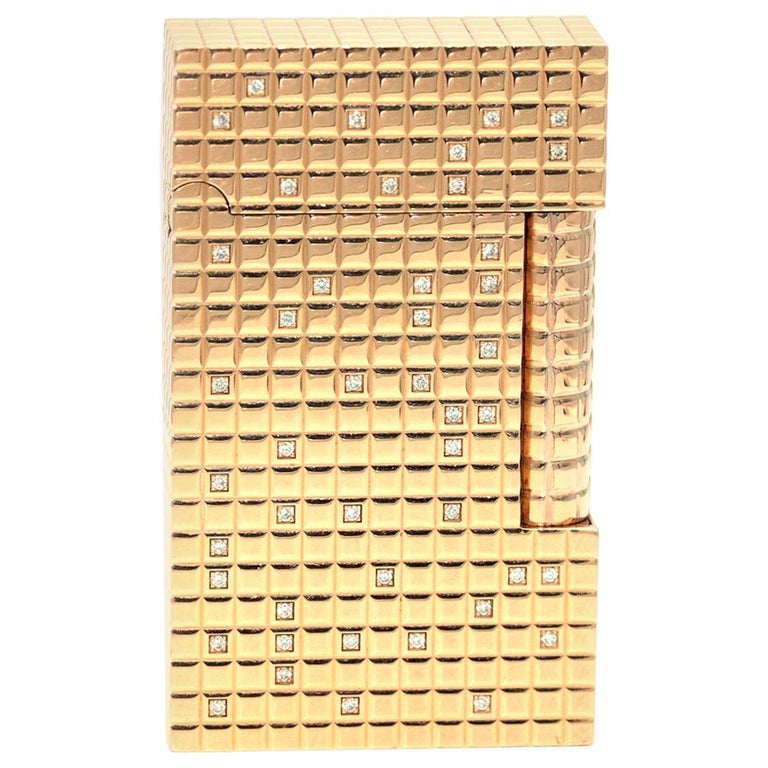 ST Dupont Ligne 18 Karat Pink Gold Sparkling Diamond Lighter at 1stDibs