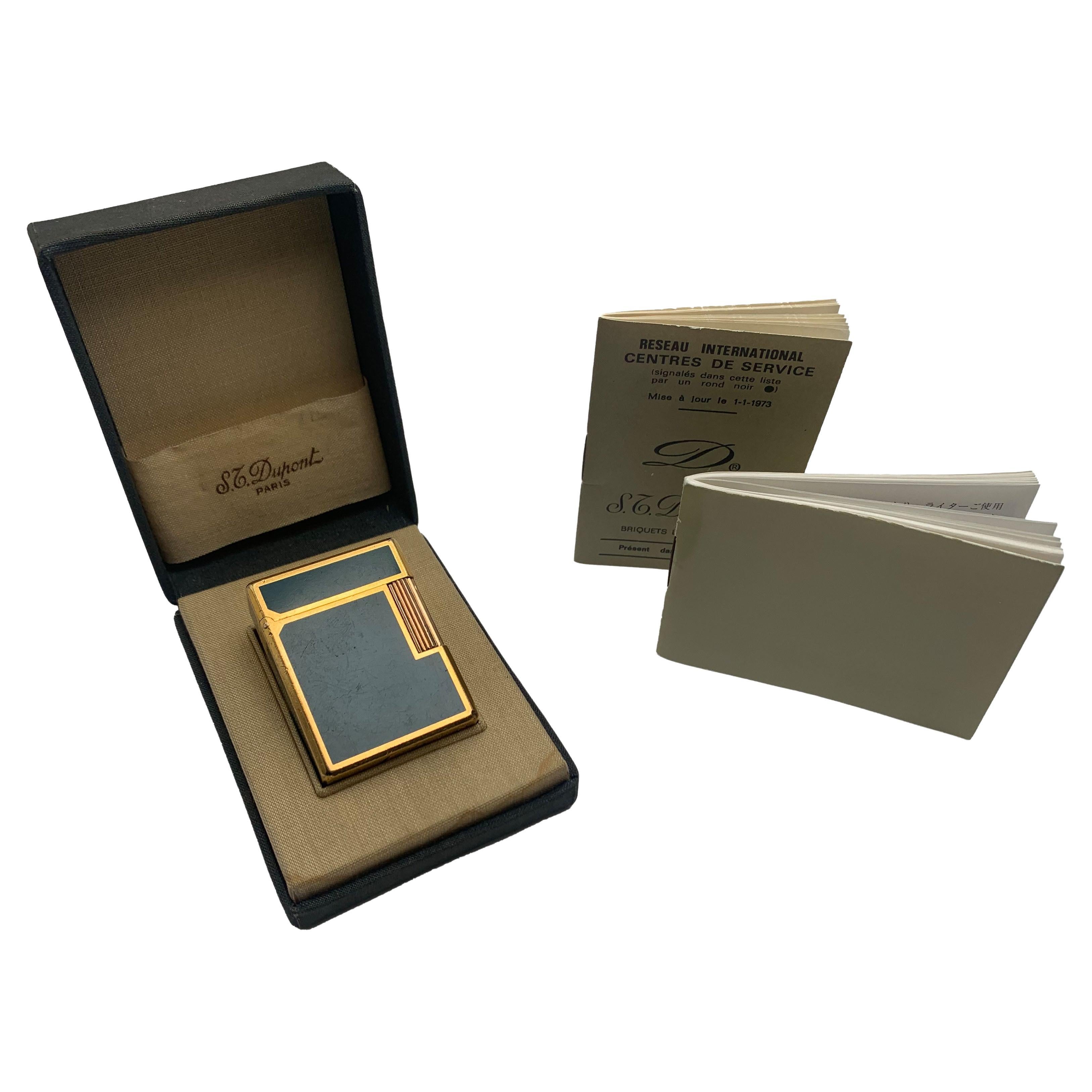 Vintage S.T. Dupont Ligne 1 BR Small Lighter Green Lacquered in Box ...
