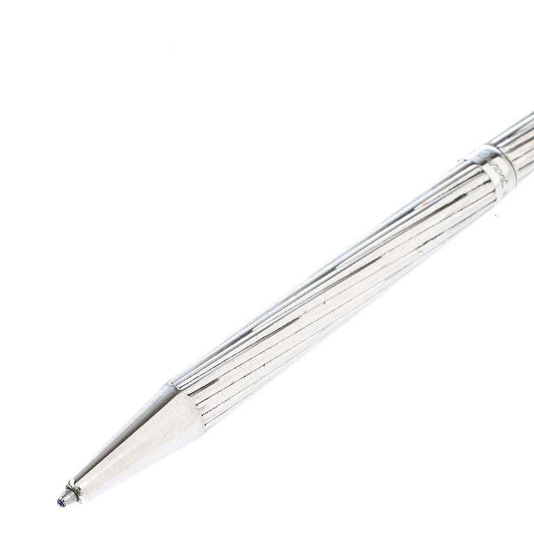 S.T. Dupont Silver Tone Diamond Ballpoint Pen For Sale at 1stDibs