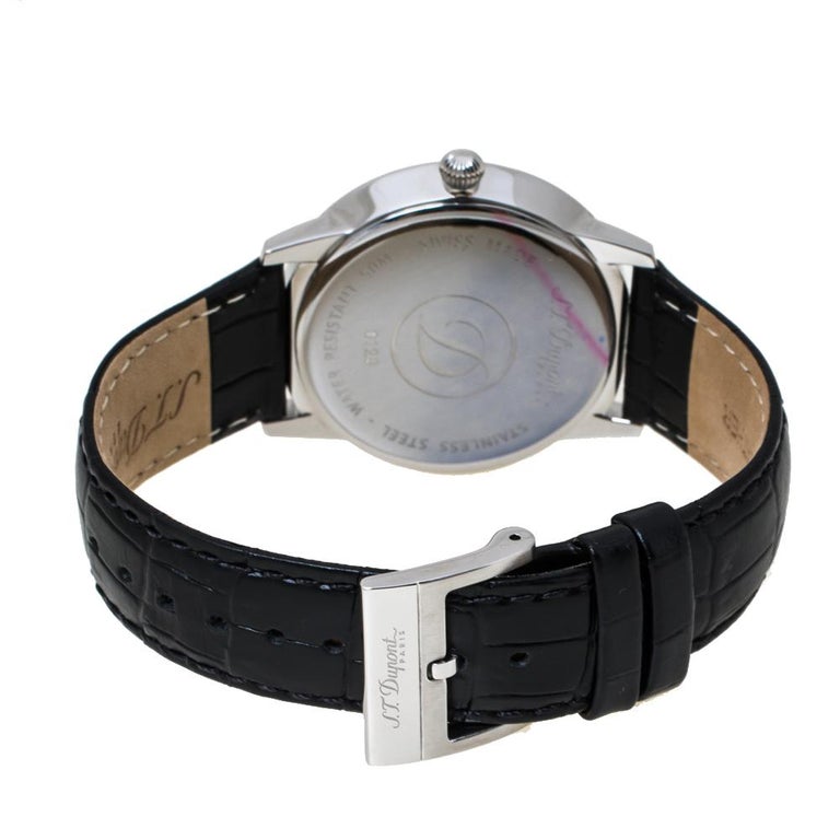 S.T. Dupont White Stainless Steel Men's Wristwatch 39 mm at 1stDibs