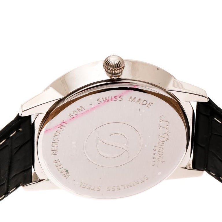 S.T. Dupont White Stainless Steel Men's Wristwatch 39 mm For Sale at ...
