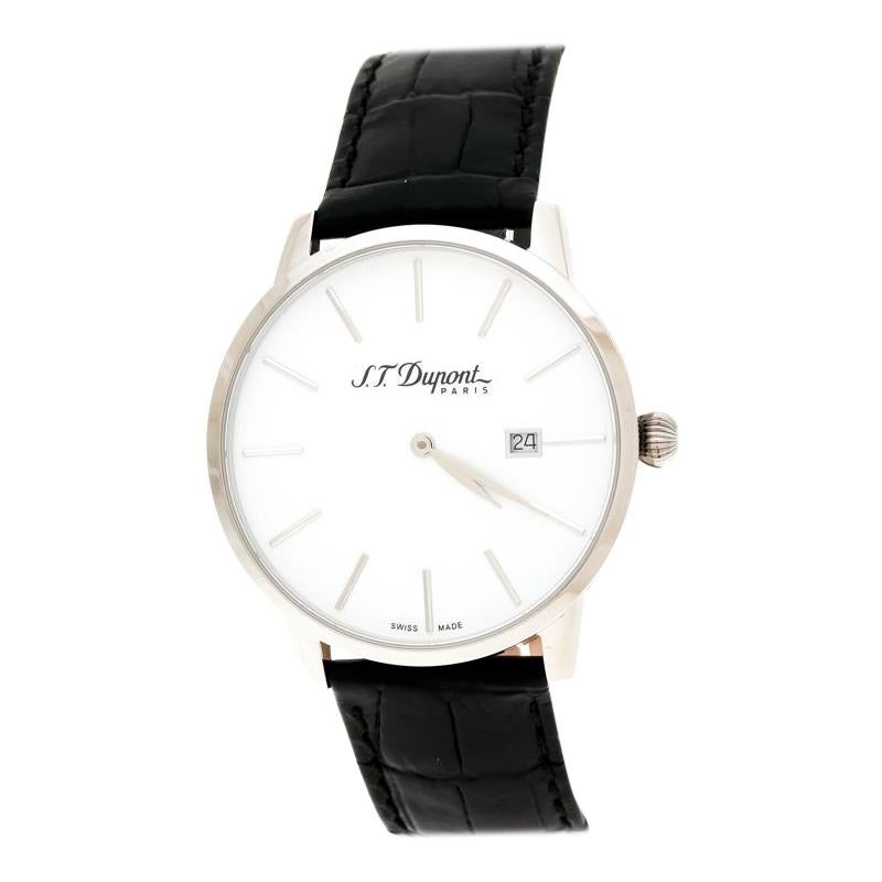 S.T. Dupont White Stainless Steel Men's Wristwatch 39 mm For Sale at ...