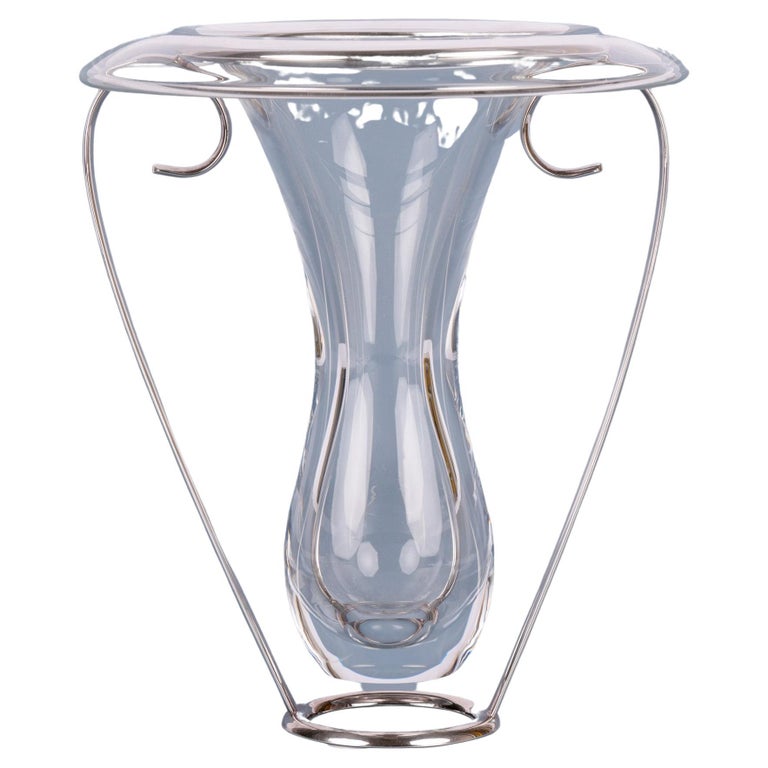 St Hilaire Paris Mid-Century Silver Plated Mounted Crystal Vase For ...