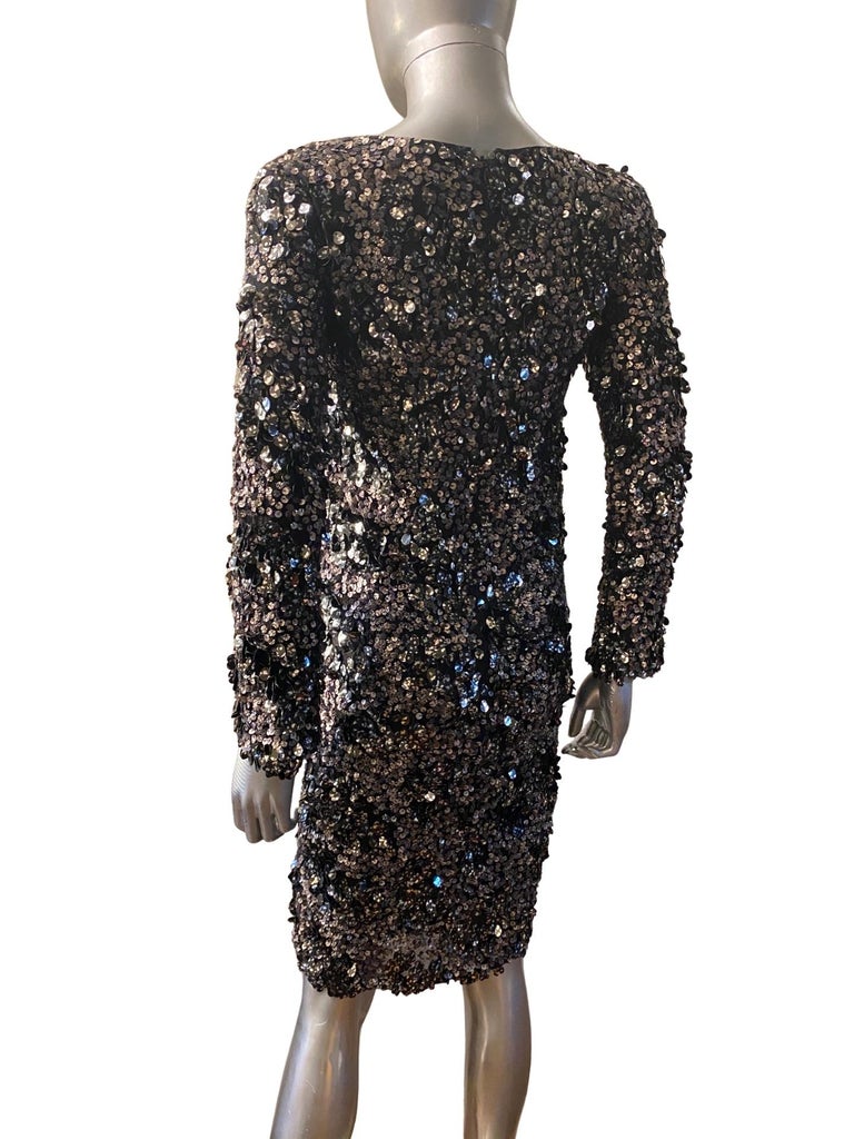 St John Couture Modern Silk Dress with 3D Shimmy Sexy Dangling Sequins ...