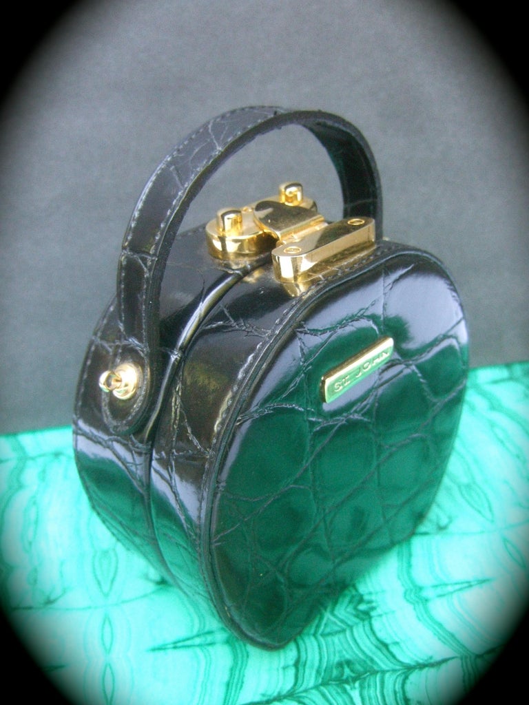 St John Embossed Black Vinyl Diminutive Size Handbag- Shoulder Bag c ...