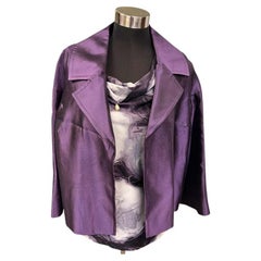 St. John Couture Silver Metallic Embossed Leather Jacket at 1stDibs