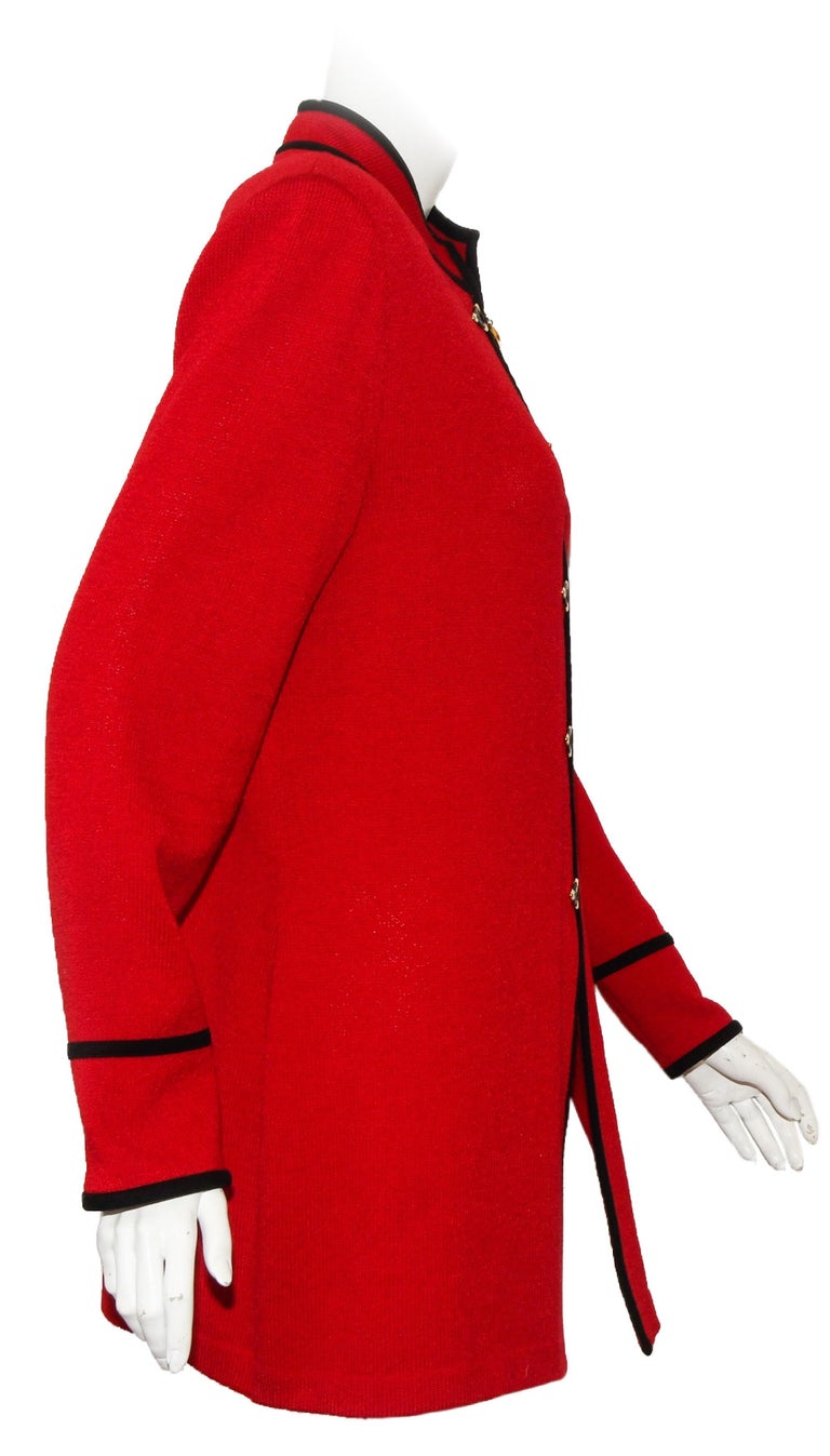 St. John Red Long Knit Jacket at 1stDibs