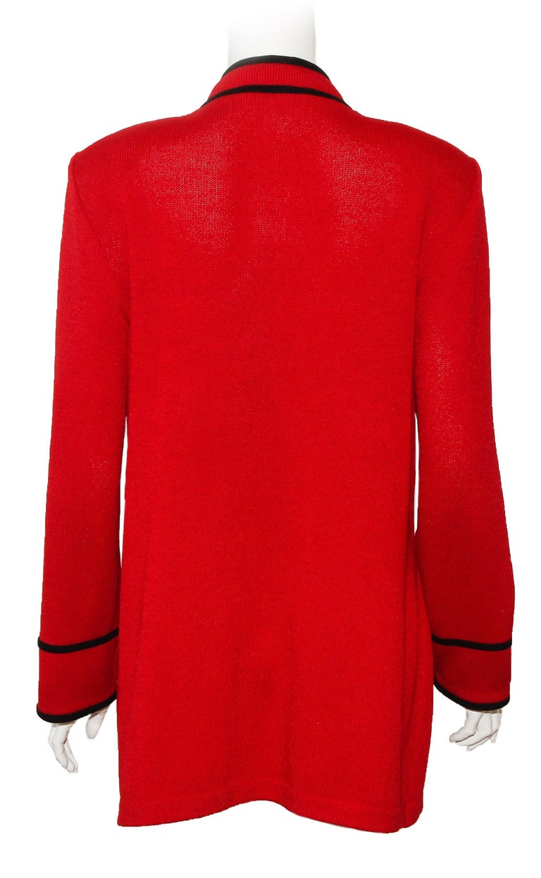 St. John Red Long Knit Jacket at 1stDibs
