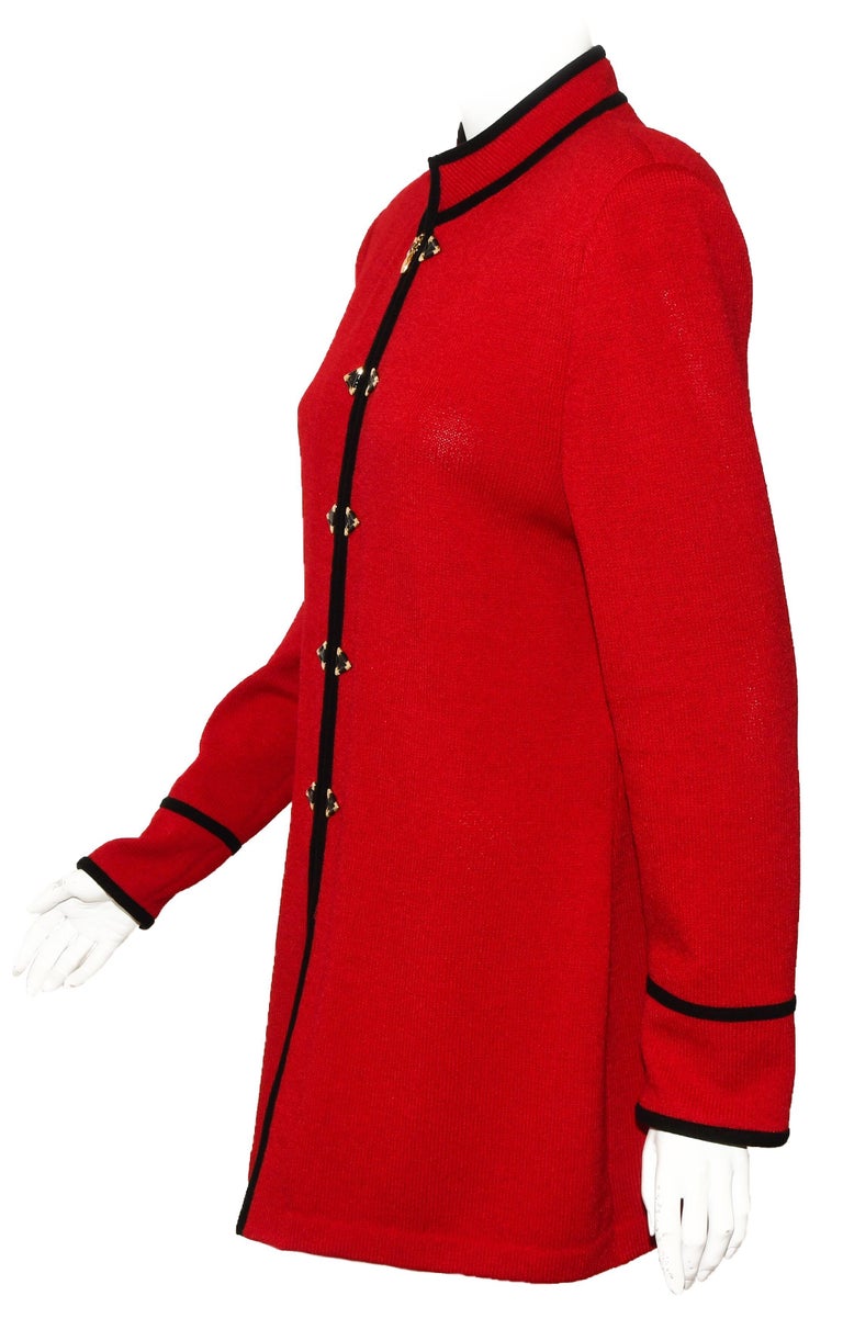 St. John Red Long Knit Jacket at 1stDibs