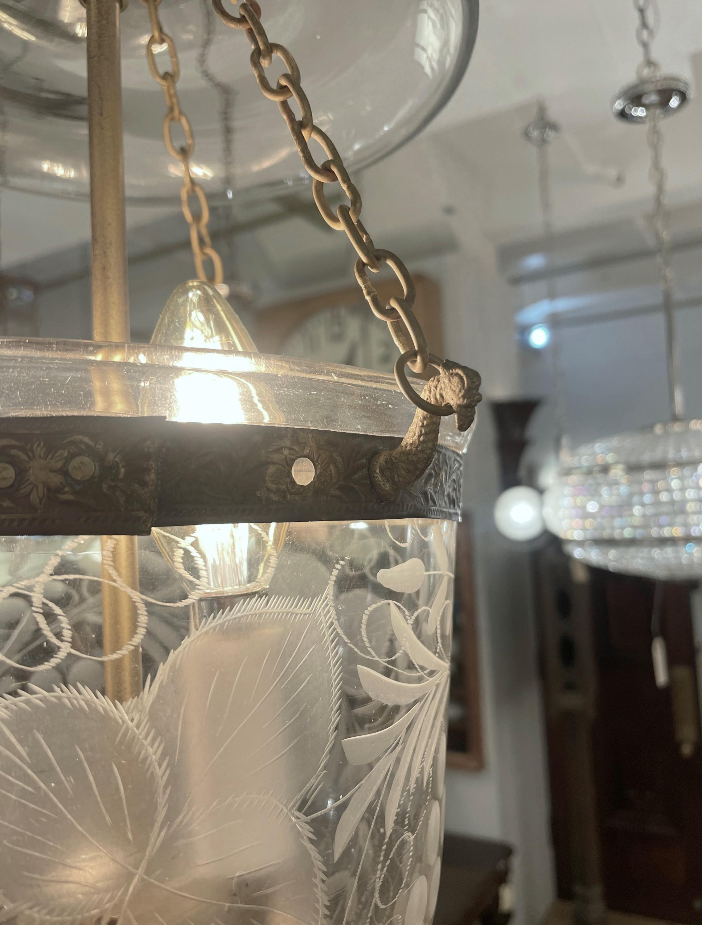 St. Lambert Belgian Etched Glass Bell Jar with Lid Light For Sale at ...